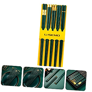 Holibanna 5 Pairs Japanese Alloy Chopsticks Kitchen Frying Chopsticks Kit Sushi Japanese Chopsticks Vintage Chopsticks Japanese Chop Sticks Sushi Chopsticks Tableware The Pet Glass