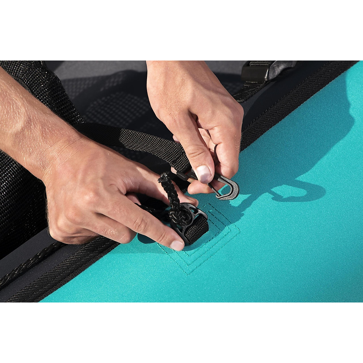 Bestway Hydroforce Ventura Kayak 1 Person Set, Inflatable Boat Set with Hand Pump, Paddle and Storage Bag, Multiple Styles, Light Blue