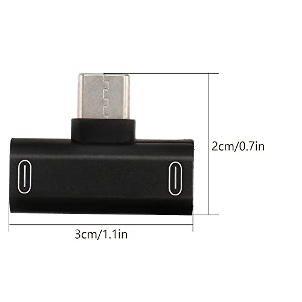 Mikikit Headphone Adapter Audio Charging Adapter Earphone Charging Splitter 2 in 1 Type C Male to Dual Female Headphone Charging Converter (1 Red Black) 2pcs