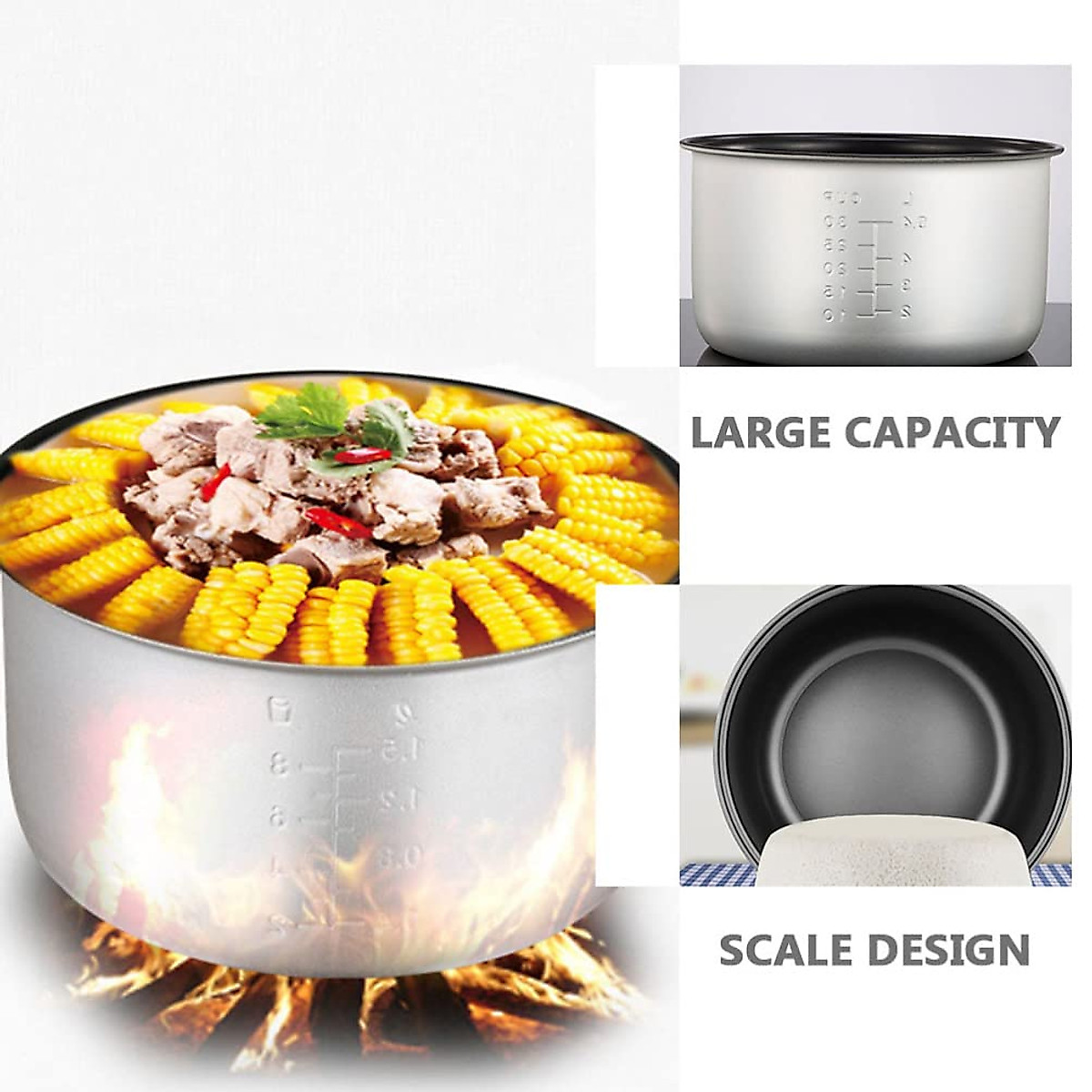 Healeved Power Rice Container Rice Cooker Inner Pot Rice Cooker Replace Liner Nonstick Cooking Pot Inner，3.6 Qt Rice Cooker Small Rice Cooker Small Rice Cooker Small Rice Cooker Small