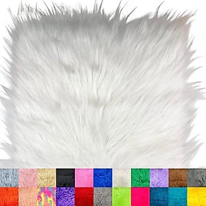 Ice Fabrics Faux Fur Fabric Squares - 10x10 Inches Pre-Cut Craft Fur Fabric - Shaggy Mohair Fabric for Costumes, Apparel, Rugs, Pillows, Decorations and More - White - 10"x10"
