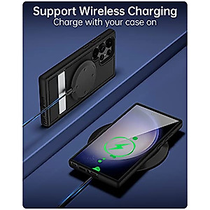 MonsGary Designed for Samsung Galaxy S23 Ultra Case with Stand [3 Kickstand Ways] [Military Shockproof Protection] Hard PC Back & Soft TPU Edge Phone Cover 6.8'' Mystic Black