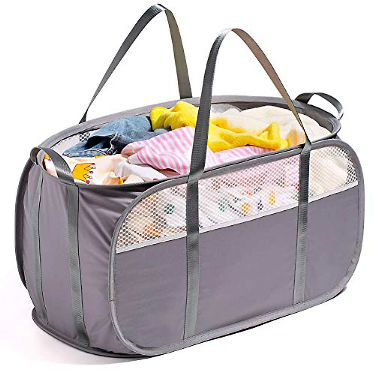 Fenlosi Tear Proof Pop Up Laundry Hampers, with Strong Handles Laundry Hamper, Easy to Carry & Go Up and Down Stairs, Honeycomb Mesh-Breathable, Easy to Collapsible Laundry Basket. (1.5 Loads)