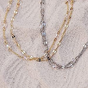 Pura Vida Anklet 9" Silver Opal Bead Combo Beaded Anklet - Ankle Bracelets for Women with Glass Beads - Silver Anklets for Women, Cute Anklets for Teen Girls, Boho Jewelry for Women - 1" Extender