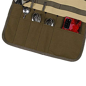 10 PACK Organizer Portable Multi Pocket Canvas Utensil Storage Holder Multi-Purpose Brush Roll Bag Travel Tool Roll Pouch for Camping Barbecue Flatware Hiking