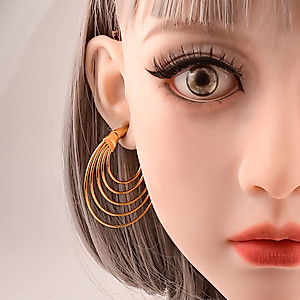 Atomhole 2 PCS Hoops Ear Weights for Stretched Ears Gauges Ear Plugs Body Piercing Tunnels 316 Stainless Steel Hypoallergenic Fashion Body Jewelry (For Lobe in 2G (6mm) or Larger, Gold)