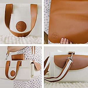 Baby Diaper Caddy Organizer with Changing Mat | Hanging Diaper Caddy Organizer | Diaper Organizer for Changing Table with Leather Handles | Car Diaper Caddy Organizer | Small Diaper Caddy Basket