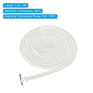 PATIKIL 1/4"x 86" Wood Stove Gasket, Fiberglass Round High-Temperature Resistance Seal Rope Replacement for Stoves Fireplace Door, White
