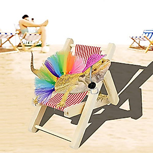 Vehomy Bearded Dragon Costume Bearded Dragon Hat for Lizards Bearded Dragon Tutu Skirt & Reptile Mini Deck Chair Small Pet Costume Outfits Clothes Photo Props for Lizards Geckos Hamsters Rats 3Pcs