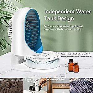 Portable Air Conditioner Fan Personal Air Cooler with 3 Speeds Wind and 7 Color LED Light Small Evaporative Cooling Fan Mini Humidifier Misting Fan for Bedroom, Home, Office