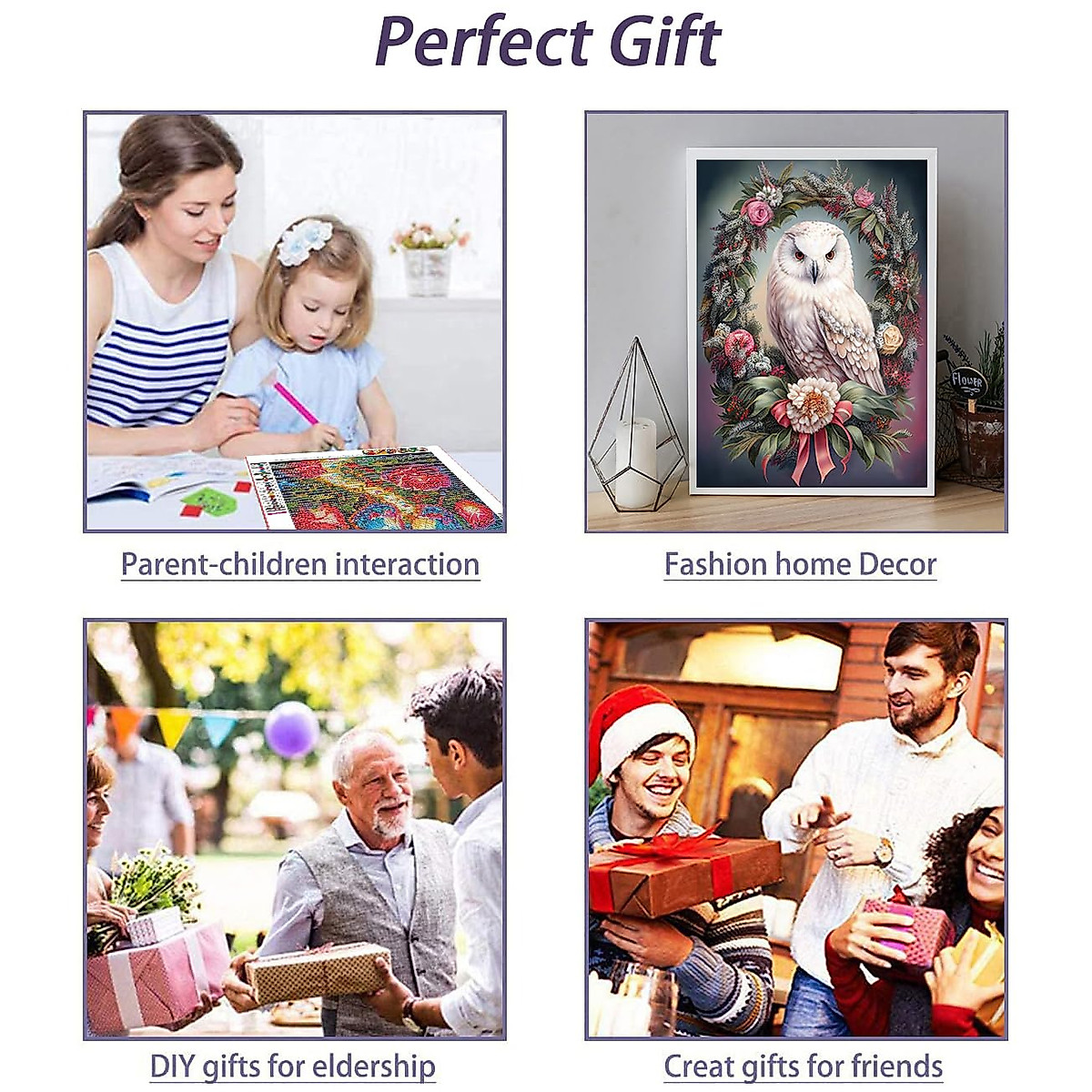 VeGuude Diamond Painting Kits for Adults, Owl 5D Diamond Art Kits, Full Drill DIY Crafts for Adults Home Wall Decor Gift Diamond Dots [11.8x15.7inch]