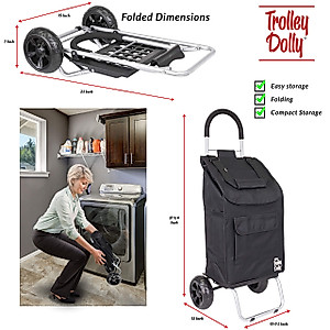 dbest products Trolley Dolly Black Foldable Shopping cart for Groceries with Wheels and Removable Bag and Rolling Personal Handtruck Standard
