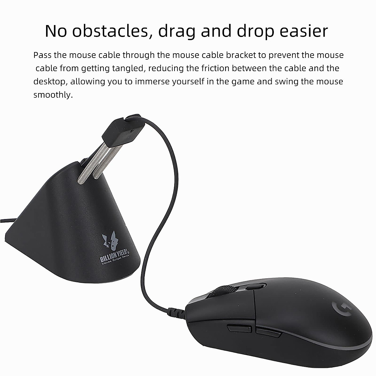 Sisyphy Gaming Mouse Bungee, Mouse Cord Holder and Cable Management Device (Primium Version 360g, Black)
