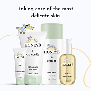 HONEYB Diaper Rash Cream with Zinc and a Powerful Blend of Natural Ingredients – Non-Toxic Formula, 2 fl oz