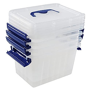 Dehouse 4-Pack 3 L Plastic Mini Storage Latch Box, Clear