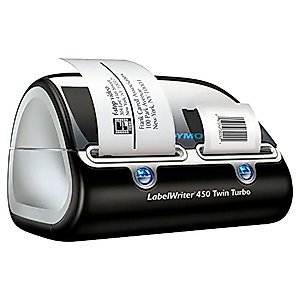 DYMO LabelWriter 450 Twin Turbo Direct Thermal Label Printer, Black - USB Connectivity - Print up to 71 Labels Per Minute, 300 x 600 dpi, 2.20" Print Width Monochrome Barcode Label Maker, BROAGE
