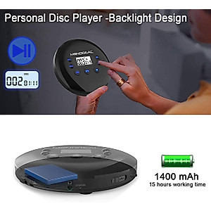 【𝟐𝟎𝟐4 𝐔𝐩𝐠𝐫𝐚𝐝𝐞𝐝】 CD Player Portable, MONODEAL Portable CD Player with Headphones,Small Personal CD Player with LCD Display,Anti-Skip/Shockproof, Rechargeable Walkman CD Player for Car