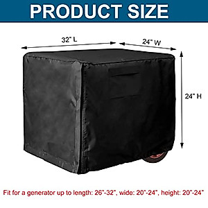 WOMACO Generator Covers Waterproof Dustproof Heavy Duty Universal Durable Portable Outdoor Generator Cover Protector for 2200-5000 Watt Generators (32”L x 24”W x 24”H, Black)
