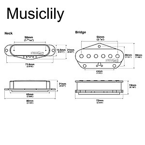 Wilkinson Low Gauss Nashville Sound Ceramic Guitar Single Coil Telecaster Pickups Set for Tele Style Electric Guitar