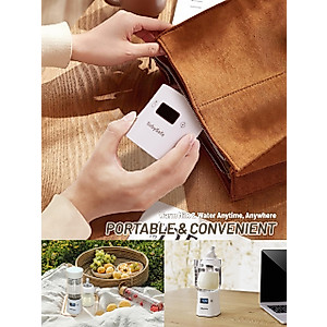 Portable Bottle Warmer for Travel, 10 in 1 Baby Bottle Warmer Set with 5 Adapters & 2 Glass Milk Cup, 100W Fast Heating Cordless Rechargeable Travel Bottle Warmer, Baby Gift Set