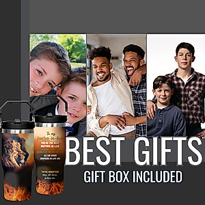 Wuepncah 30 Oz Brother in Law Tumblers with Handle and Straw, To My Brother-in-Law Cup Gifts Fathers Day, Gifts for Brothers in Law Coffee Mug, Birthday Gift Ideas for Adult Brothers-in-Law