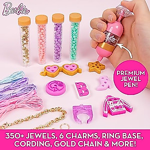 Barbie Sparkling Bling Jewelry Making Kit, Storage Case, Ring Making Kit, Charm Bracelet Making Kit for Girls, Arts & Crafts Toy for Girls Ages 6+