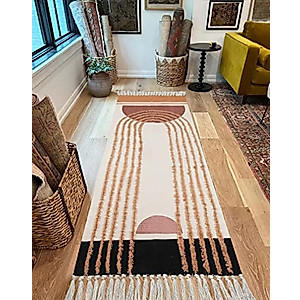 LEEVAN Hallway Runner Rug 2'x6' Washable Entryway Rug, Throw Rugs for Living Room Boho Runner Rug Woven Bedroom Rug Cotton Bathroom Rugs Farmhouse Long Carpet for Sink Foyer
