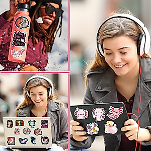 Axolotl Stickers,50 PCS Cute Axolotl Waterproof Stickers,Vinyl Stickers for Water Bottle,Laptop,Phone,Skateboard Stickers for Teens Girls Kids