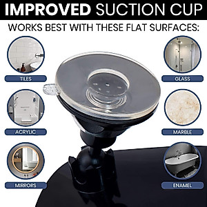 MIRRORVANA Dual Antifog Shower Mirror for Shaving - Shatterproof Mirror with Razor Holder, Upgraded Suction, 360° Swivel (8" Round, Black)