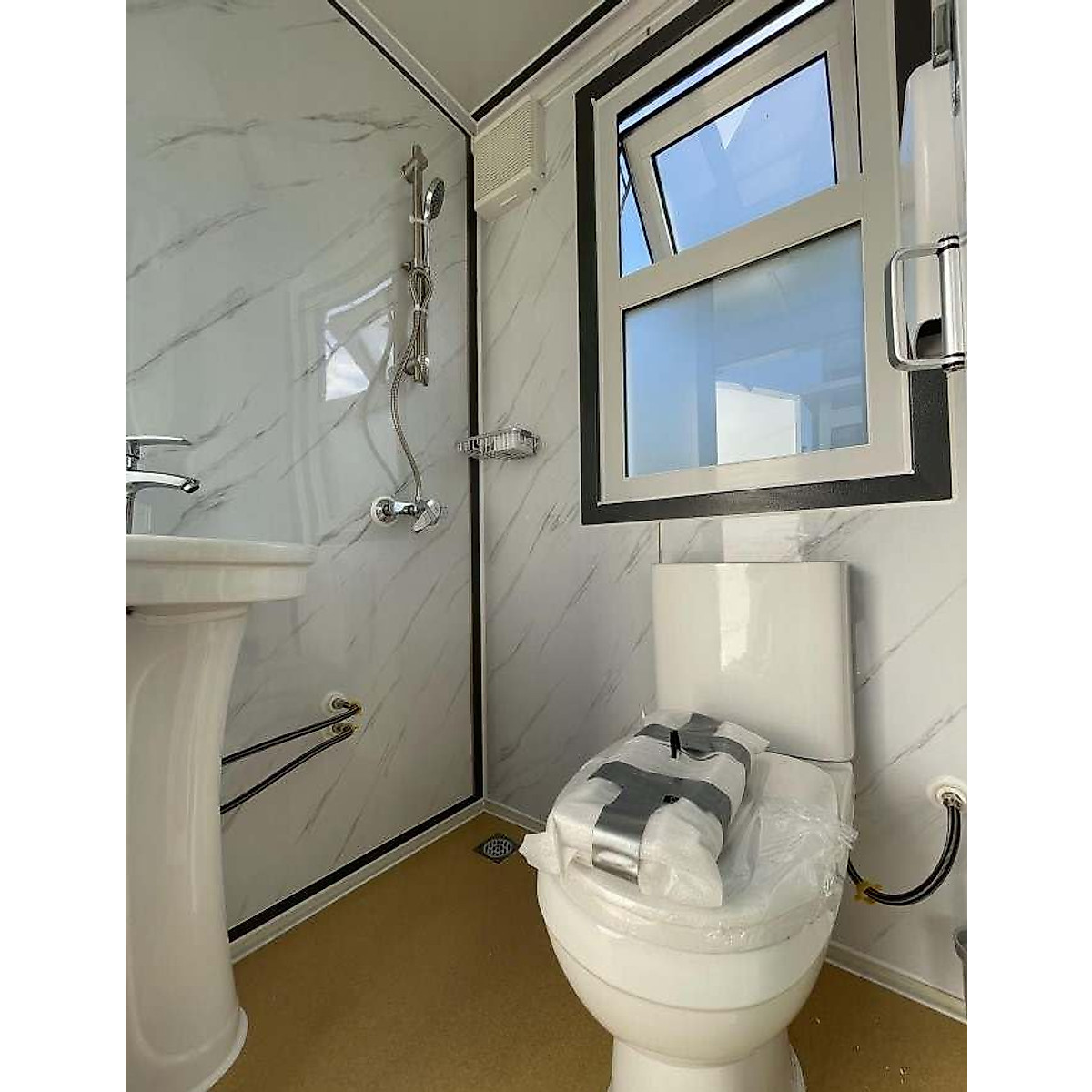 Generic Portable Prefabrecated Tiny House, Expandable Plastic Mobile House, 20X7 ft Prefab House, Foldable Moveable House, 1Bedroom with SofaBed, Cupboard, Kitchen, Ideal for Office, Shed, White