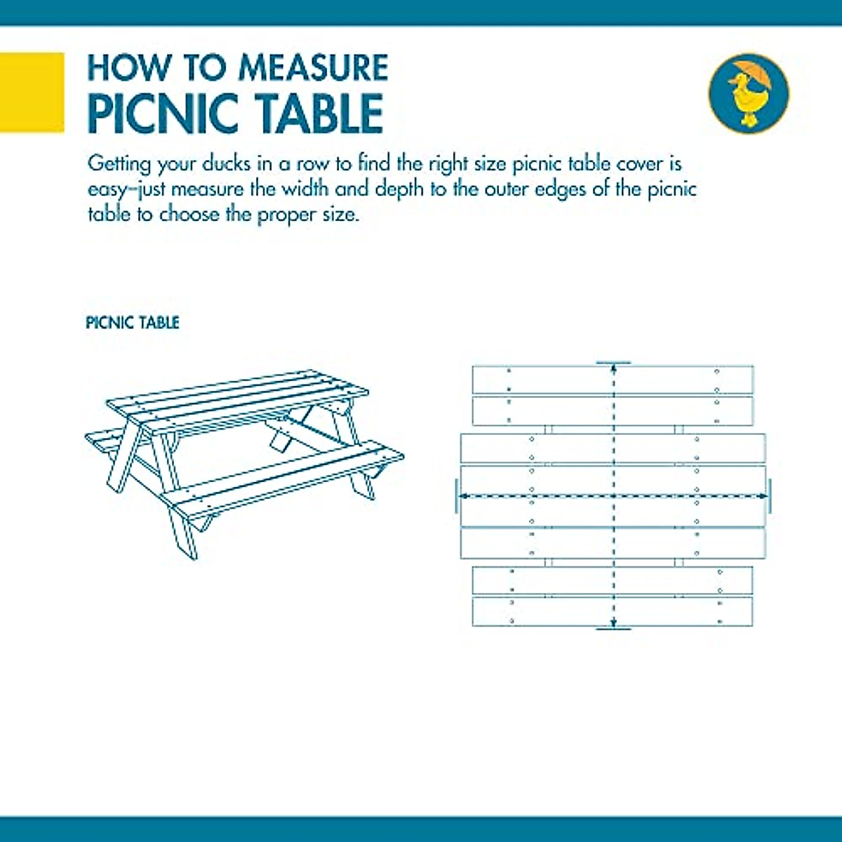 Duck Covers Ultimate Waterproof 70 Inch Picnic Table Cover, Outdoor Table Cover