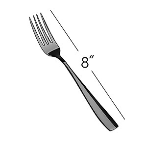 Eslite 12-Piece Black Stainless Steel Dinner Forks Cutlery Forks Set,8-Inches