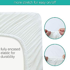 Organic Cotton Pack N Play Sheets, 2 Pack Portable Playard/Mini Crib Mattress Sheets, Ultra Soft, Cream White, Pre-Shrink