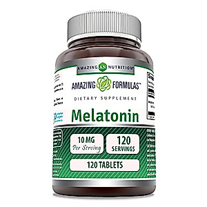 Amazing Formulas Melatonin 10mg 120 Tablets Supplement | Non GMO | Gluten Free | Made in USA
