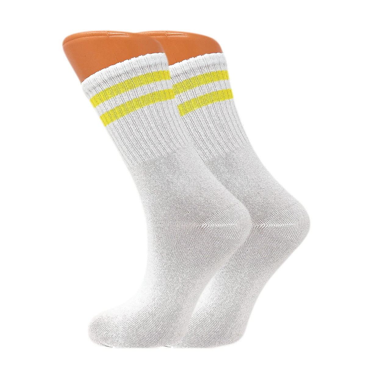 AWS/American Made Tennis Crew Socks for Women Cotton Athletic Striped Extra Thin 6 Pairs Shoe Size 5 to 10 (Style 1)