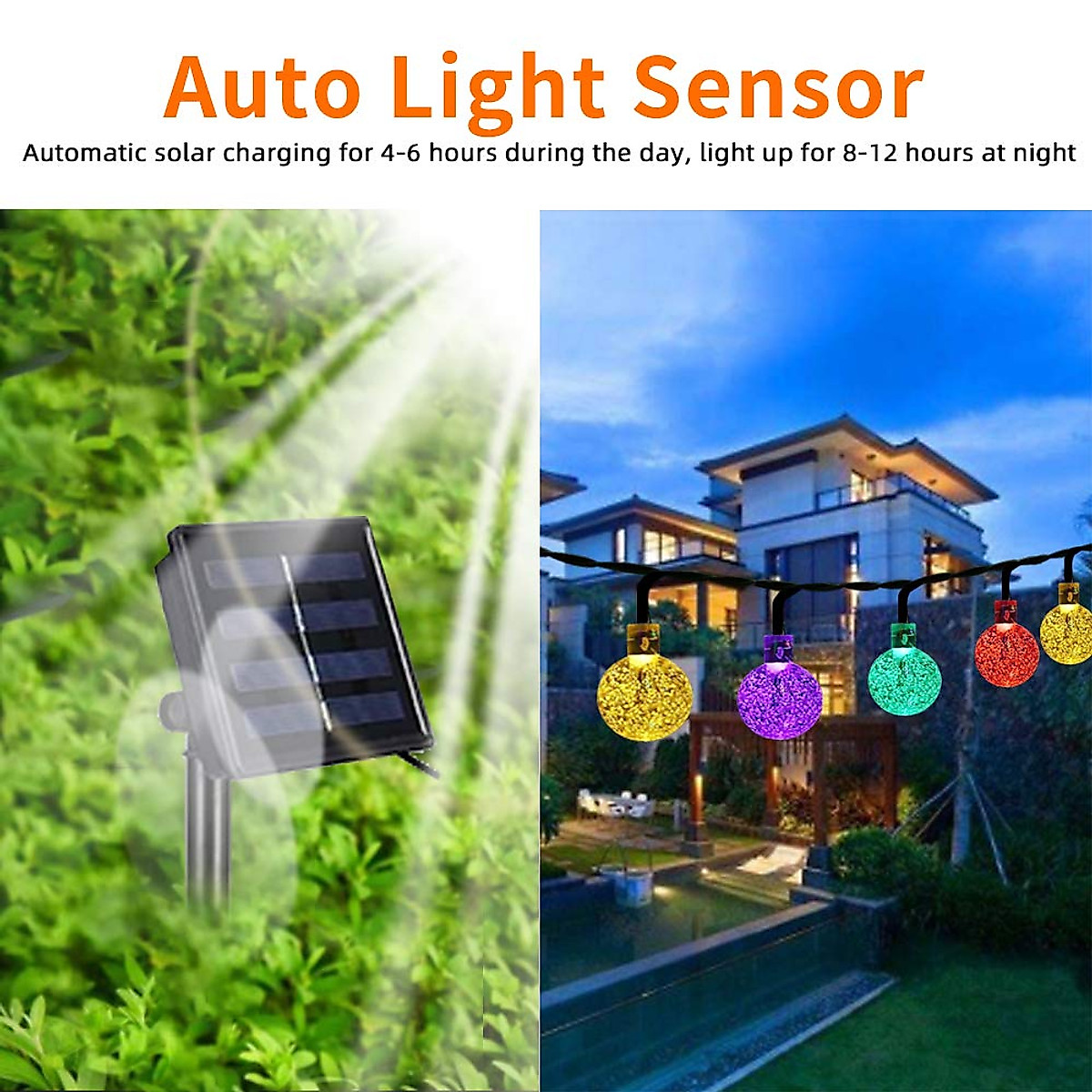 31FT 50LED Solar String Lights Outdoor 8 Modes Waterproof Solar Patio Lights Solar Lights Outdoor Decorative for Garden Yard Home Party Wedding Christmas Garden Solar Lights Patio Lights