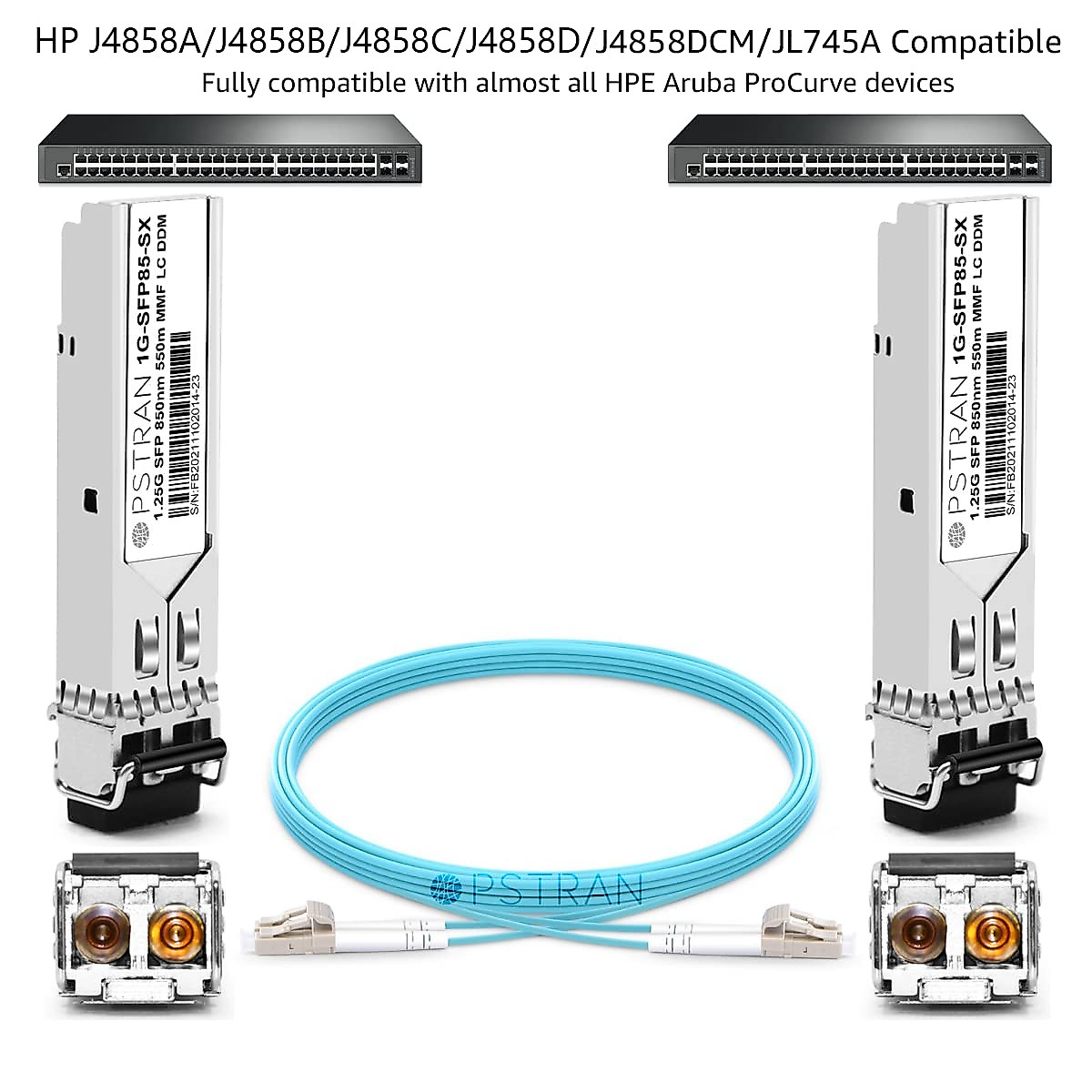 OPSTRAN 1000BASE-SX SFP Optical Transceiver Module Compatible with HPE Aruba J4858D J4858DCM JL745A Q8N53A ProCurve J4858C J4858B J4858A 850nm 550m DDM Duplex LC MMF 10pcs/Pack