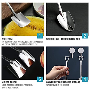 Dessert Spoon Cute Shovel Spoon, SUS304 Stainless Steel Spade Spoons Fruit Coffee Cake Spoon, Dishwasher Safe, 2pcs Spoons with Plastic Box Package