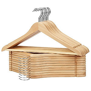 StorageWorks Wooden Suit Hanger, Heavy Duty Clothes Hangers 20 Pack, Natural Wood Color, Natural Wood Hangers for Suits, Shirts, Jackets, Pants