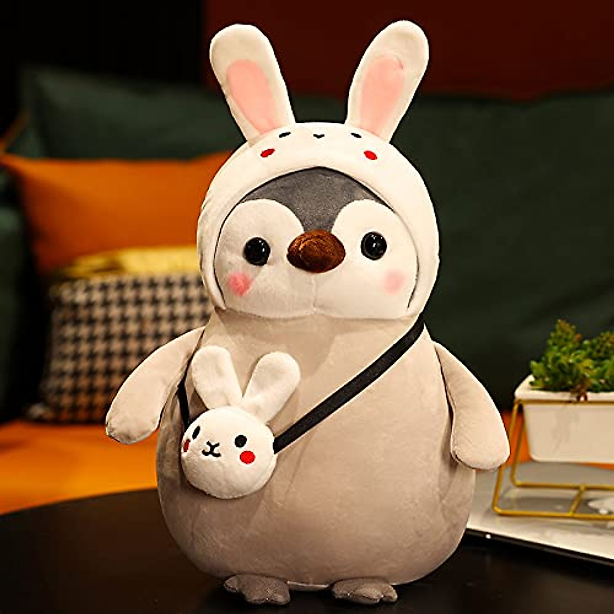 NC 13.7 inches Cute Soft Penguin Rabbit Plush Stuffed Animal Kawaii Doll Super Soft Cartoon Plush Hug Toy,Gifts for Children,Decorations(pengu tuzi-35cm)