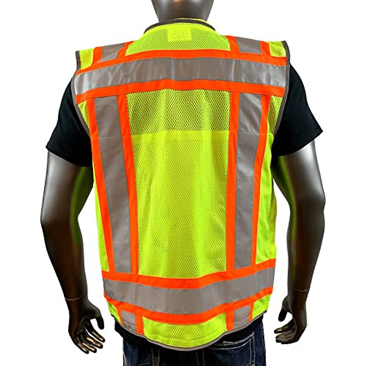REXZUS A Reflective Safety Vest For mens Class 2 Heavy Woven Two Tone Engineer Hi Viz Safety Vest 3M Tape (Yellow, Medium)