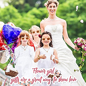 Hanaive 6 Pcs Flower Girl Gifts Flower Girl Proposal Box Set Necklace Round Flower Glasses Water Bottle Diamond Pen Hair Scrunchies Will You Be My Flower Girl Box for Wedding (Pink, Bright Style)