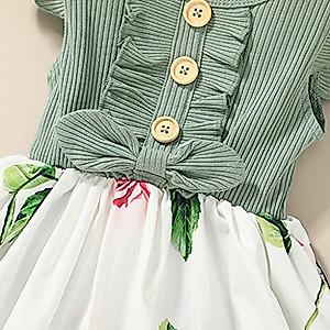 VINUOKER Toddler Girl Summer Floral Dress Baby Girls Sundress Seaside Dress Kids Little Girls Outfits Clothes Green