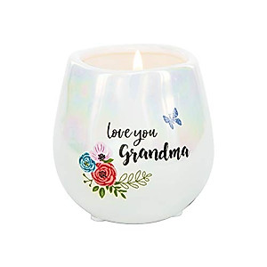 Pavilion Gift Company Love You Grandma-8 Oz 100% Soy Wax Candle with Cotton Wick in Stoneware Vessel Serenity Scented, White