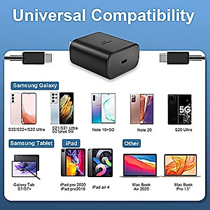 Samsung 45W Super Fast Charger,USB C Super Fast Charging for Samsung Galaxy S23 Ultra/S23/S23+/S22/S22+/S22 Ultra/S21/S21 Ultra/S20+/Note 20/Note 10/Galaxy Tab S7/S7+/S8/S8 Ultra with 6FT Type C Cable