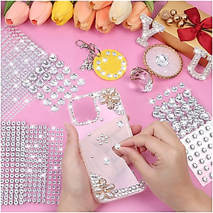 2032 Pieces Self Adhesive Face Gems Stick on, Cridoz Hair Gems Rhinestones Stickers Bling Jewels for Makeup, Crafts, Home Decor Scrapbooking Embellishments, 7 Sizes 3mm/4mm/5mm/6mm/8mm/10mm/12mm