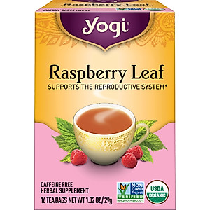 Yogi Tea - Raspberry Leaf Tea (6 Pack) - Supports the Female System - Uterus Support for Pregnancy and Menstruation - Caffeine Free - 96 Organic Herbal Tea Bags