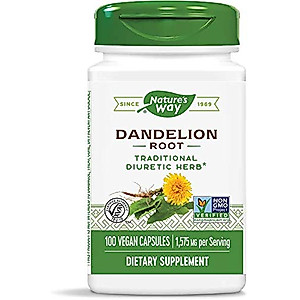 Nature's Way Dandelion Root, 1,575 mg, Non-GMO Project Verified, Gluten Free, Vegetarian, 100 Capsules, Pack of 2