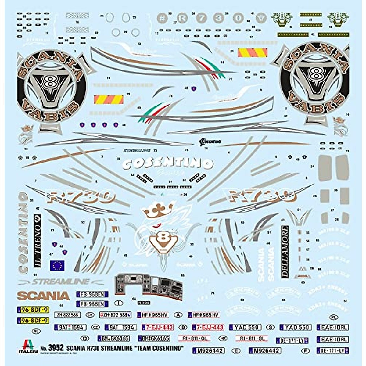 Italeri 3952S - 1:24 Scania R730 Streamline Show Truck, Model Making, Kit, Stand Model Making, Crafts, Hobby, Gluing, Plastic Kit, Detailed, Unisex Adults, Black