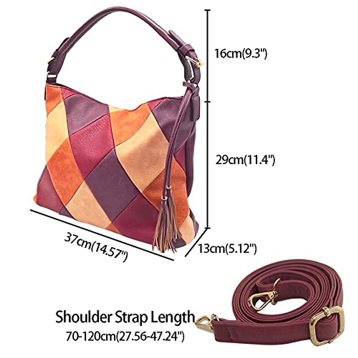 Women's Large Real Genuine Leather Tote Handbag Casual Travel Shoulder Crossbody Bag Colorful Fringe Top Handle Hobo Purse